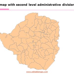 Zimbabwe Map With 10 Provinces And 91 Districts Editable Powerpoint Maps