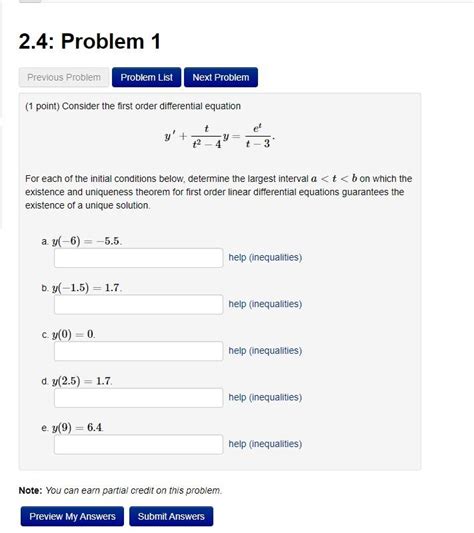 Solved 1 Point Consider The First Order Differential
