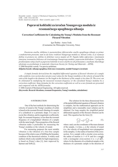 Pdf Correction Coefficients For Calculating The Youngs Modulus From