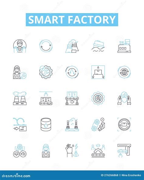 Smart Factory Vector Line Icons Set Smart Factory Automation Digital Iot Intelligent