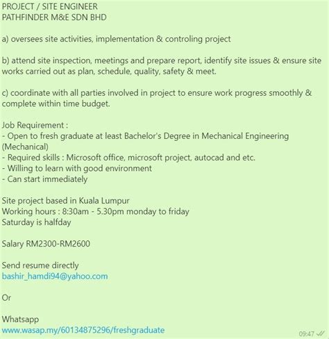 Iddin Muzzammil Roslan On Linkedin Looking For Project Engineer Based In Kl Fresh Grad Are