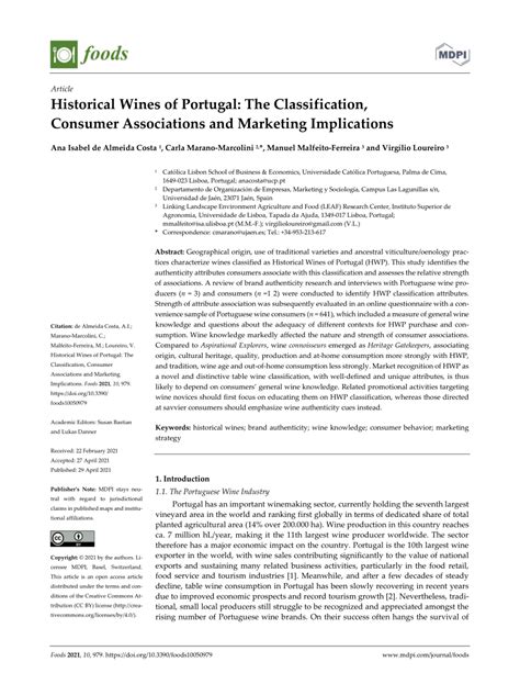 Pdf Historical Wines Of Portugal The Classification Consumer