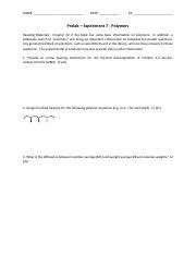 Prelab Guide Polymers Experiment 7 Essential Reading Course Hero