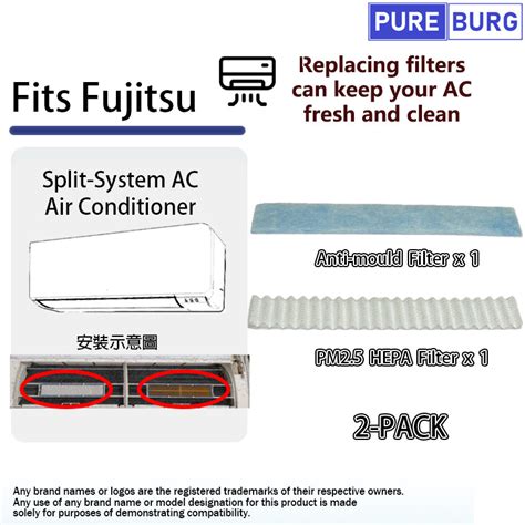 Fits Fujitsu Split System Air Conditioner Ac Replacement Ag Anti Mould