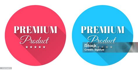 프리미엄 제품 빨간색 또는 파란색 배경에 긴 그림자가 있는 둥근 아이콘 1위에 대한 스톡 벡터 아트 및 기타 이미지 1위 가격 개념 Istock