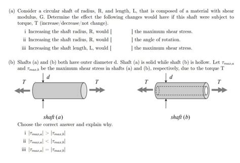 Solved A Consider A Circular Shaft Of Radius R And