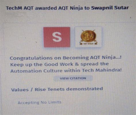 Swapnil Sutar On Linkedin Techmahindra Kudos Aqtninja