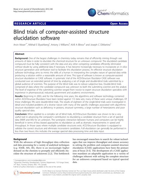 Blind Trials Of Computer Assisted Structure Elucidation Software Pdf