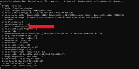 Azure How To Retrieve The Query Stats For A Cosmosdb Through Rest Api Exposed Stack Overflow