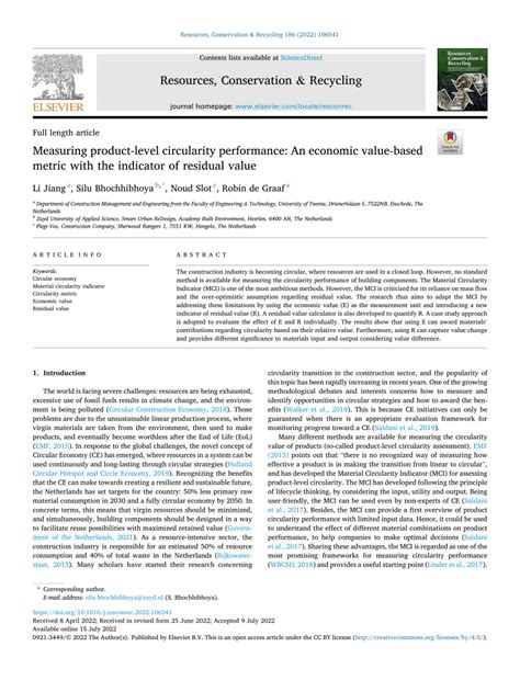 pdf measuring product level circularity performance an economic