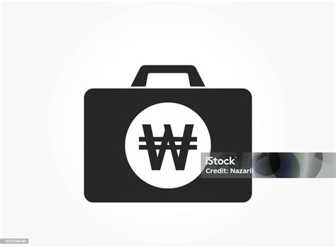 한국 원 기호와 비즈니스 케이스 아이콘 격리 된 벡터 금융 및 돈 기호 상징에 대한 스톡 벡터 아트 및 기타 이미지 상징 경제 구매 Istock