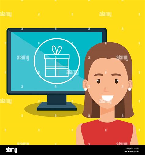 Woman With Computer Character Vector Illustration Design Stock Vector Woman With Computer Character Vector Illustration Design Stock Vector