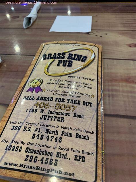 Menu At Brass Ring Pub Jupiter