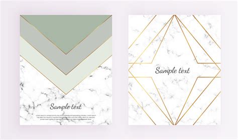 기하학적 커버 디자인 골드 라인 프레임 삼각형 녹색과 회색 색상과 대리석 질감 배경 디자인 초대 카드 배너 결혼식 베이비 샤워 플래카드 파티를위한 템플릿 가리기에 대한 스톡
