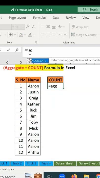 Count Function In Excel How To Use Aggregate Formula In Excel Count