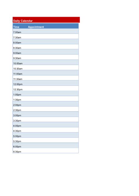 Daily Appointment Calendar Template With To Do List Printable Pdf Download