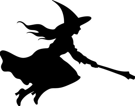 Vector Beautiful Witch Flying Witch With Broom Black Witch Silhoutte