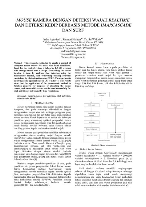 Pdf Mouse Kamera Dengan Deteksi Wajah Realtime Dan Deteksi Kedip Berbasis Metode Haarcascade