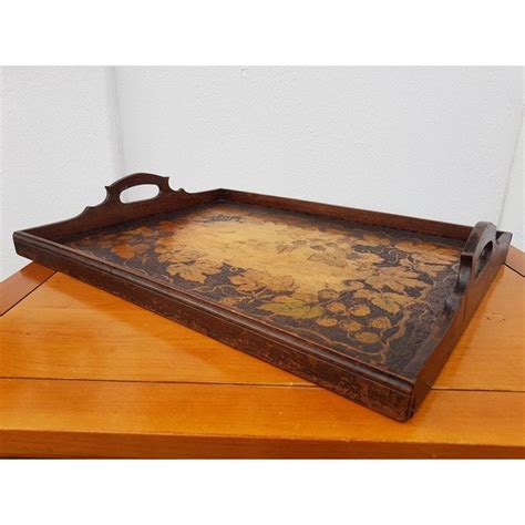 Vintage Handmade Artisan Wood Tray Antique Tray Vintage Tea Tray