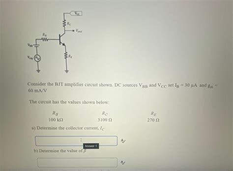 consider the bjt amplifier circuit shown dc sources