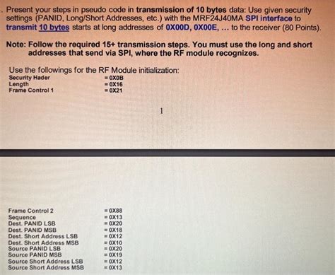 solved present your steps in pseudo code in transmission of