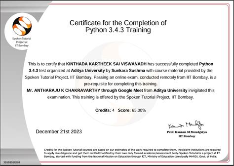 Python Certification Iitbombay Spokentutorial Learning
