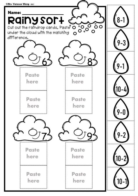 Halloween Cut And Paste Subtraction Math Worksheet Twisty Noodle