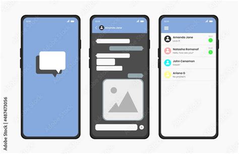 Chat App Ui Template Design For Phone Messenger Application Prototype