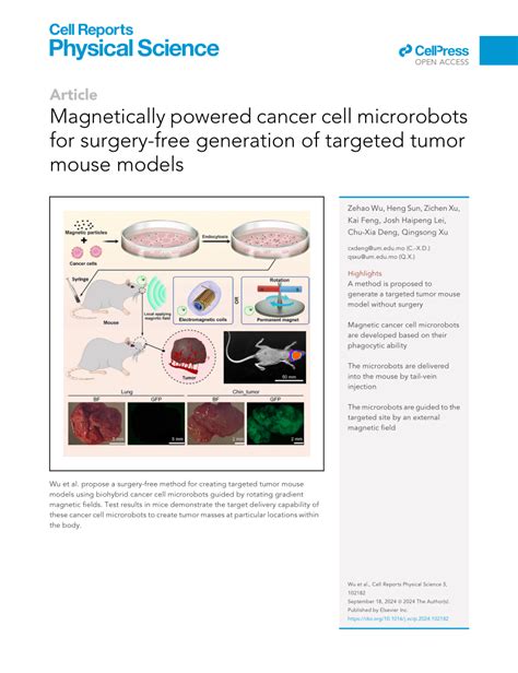 Pdf Magnetically Powered Cancer Cell Microrobots For Surgery Free
