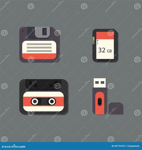 Digital Data Devices Icon Set Vector Illustration Stock Vector Illustration Of Byte Disk