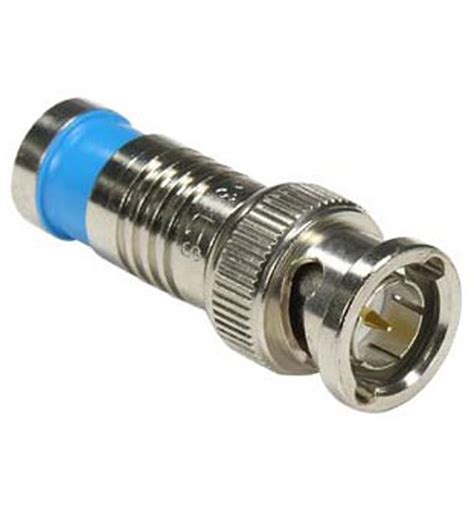 Bnc Male Quad Shield Rg59 Compression Connector Blue