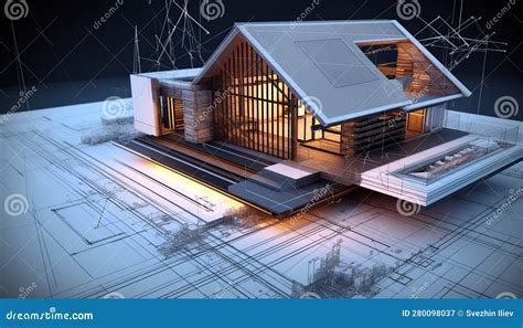 Architectural Building Sketch And Design Stock Illustration