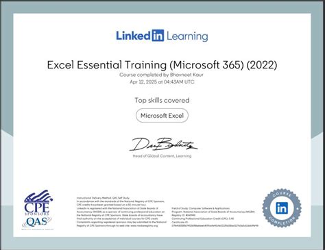 Microsoftexcel Linkedinlearning Professionaldevelopment Dataskills… Bhavneet Kaur