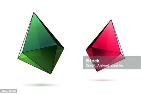 크리스탈 세트 벡터 일러스트 핑크 그린 다이아몬드에 대한 스톡 벡터 아트 및 기타 이미지 다이아몬드 3차원 형태 디자인 요소 Istock