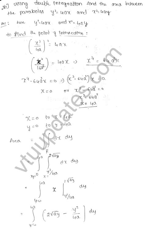 Using Double Integration Find The Area Between The Parabolas 𝑦24𝑎𝑥