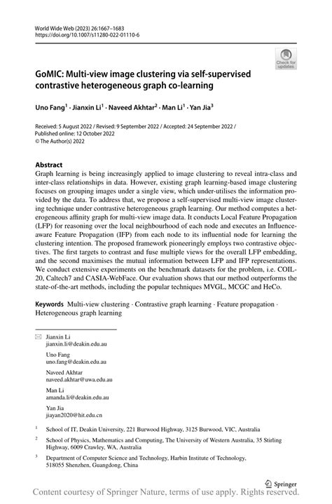 Pdf Gomic Multi View Image Clustering Via Self Supervised