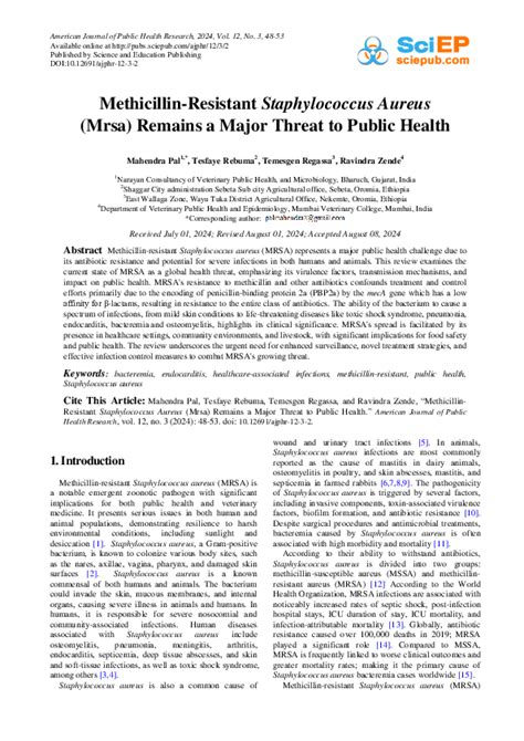 Pdf Methicillin Resistant Staphylococcus Aureus Mrsa Remains A Major Threat To Public Health