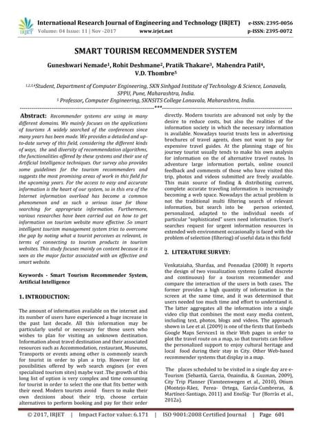Smart Tourism Recommender System Pdf Web Development Internet