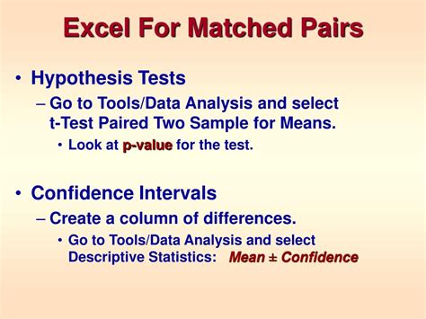 Ppt Two Population Means Hypothesis Testing And Confidence Intervals For Matched Pairs