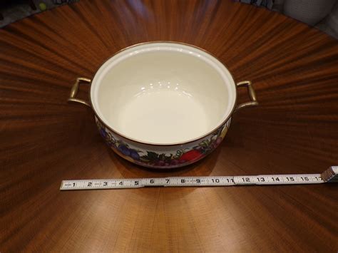 Vintage Cornucopia Enameled Casserole Dish With Fruit Design Etsy