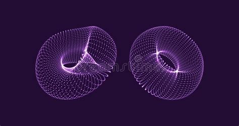 Object With Dots Molecular Grid 3d Technology Style With Particle