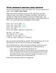 Module 02 - Assignment 2 - Instructions.pdf - ITP-150 - Assignment 2 - Basic Input / Output ...