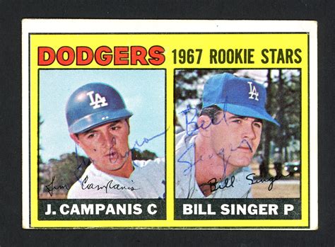 Jim Campanis And Bill Singer Autographed 1967 Topps Rookie Card 12 Los