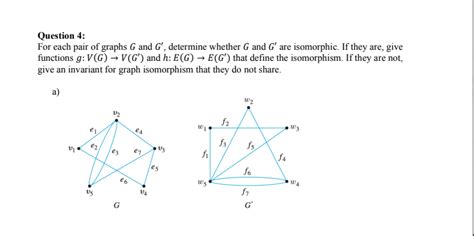 Solved Question 4 For Each Pair Of Graphs G And G
