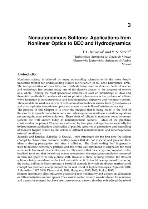 Pdf Nonautonomous Solitons Applications From Nonlinear Optics To Bec And Hydrodynamics