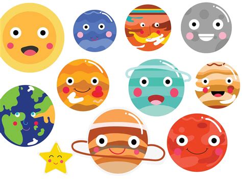Solar System Clipart Kawaii Planets Graphics Space Clipart Kawaii