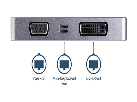 StarTech Com CDPVDHDMDP2G USB C Multiport Video Adapter Space Gray USB C To VGA DVI HDMI