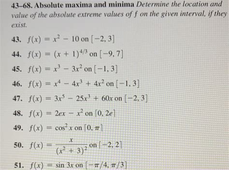 Solved Absolute Maxima And Minima Determine The Location And