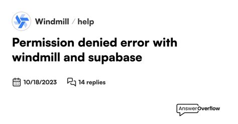 Permission Denied Error With Windmill And Supabase Windmill