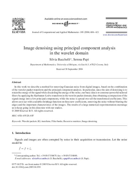 pdf image denoising using principal component analysis in the wavelet